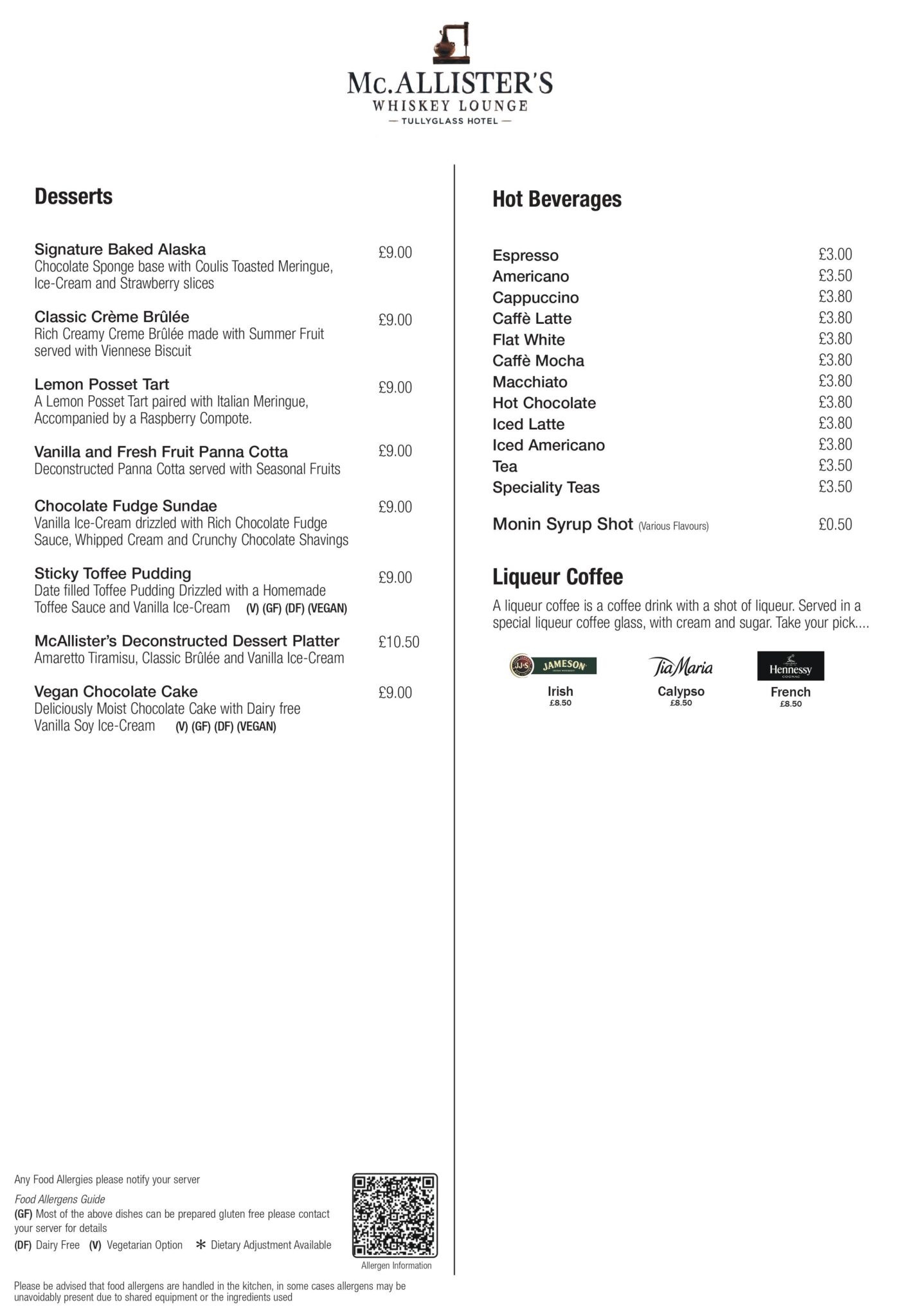 Winter Afternoon Tea Menu - Tullyglass House Hotel Ballymena